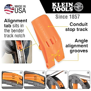 Klein Tools 51607 Aluminum Conduit Bender Full Assembly, 3/4-Inch EMT, 1/2-Inch Rigid, Wide Foot Pedal, Benchmark Symbols and Angle Setter