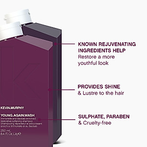 KEVIN.MURPHY YOUNG.AGAIN.WASH & RINSE - Moisturising Shampoo & Moisturising Conditioner - For Dry, Damaged & Brittle Hair - Hair Repair & Hydration - Sulphate Free - 250 mL / 8.4 fl oz - 2 Pack