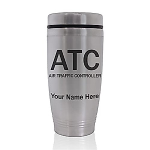 SkunkWerkz Commuter Travel Mug, ATC Air Traffic Controller, Personalized Engraving Included