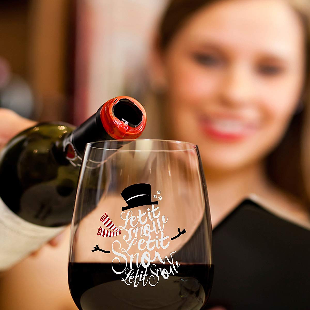 Futtumy Merry Christmas Stemless Wine Glass Set of 4, Funny Christmas Wine Glass for Friend Family Women Men Coworker, Wonderful Gift Idea for Christmas New Year, 15oz