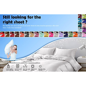 Rico Bedding 7 Pc Silk Satin Sheets| Silk Satin Duvet Cover| Silk Flat Sheet & Deep Pocket Fitted Sheet Set| Silky Smooth Pillowcases| Comfy & Luxurious Sheets Set|(Orange/California King)