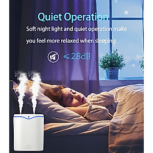 DOUBFIVSY Humidifiers for Bedroom, 2L Ultrasonic Cool Mist Humidifier, Air Vaporizers for Bedroom, USB Personal Desktop Humidifier with 7-Color Night Light & 2 Mist Modes Auto Shut Off, for Baby Home