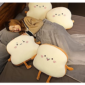 Toast Bread Pillow Dual-use Three-in-one Pillow Blanket Toast Sofa Cushion Home Decoration (Smile)
