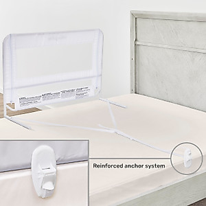 Dream On Me Lightweight Mesh Security Adjustable Bed Rail for Toddler with Breathable Mesh Fabric in White