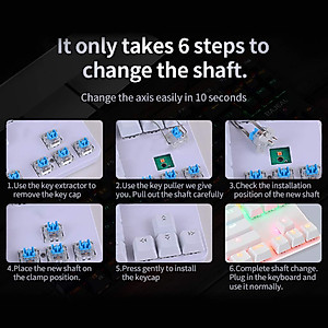 BLUEXIAO K100 87-Keys Blue Switch Mechanical Keyboard Aluminum Alloy-ABS Ergonomic Keyboard High Responsiveness Gaming Keyboard for PC Laptop Players K100 87-Key Green Axis Keyboard