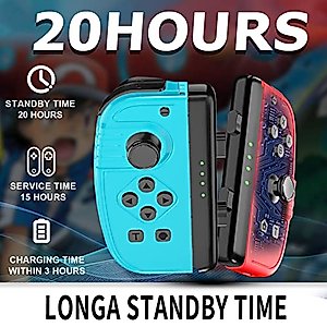 Gamrombo Joypad Controllers for Nintendo Switch, Left Right Wireless Joycon Replacement for Switch/Lite/OLED, Switch Controllers Support Dual Vibration/Motion Control/Wake-up/Screenshot (Blue, Red)