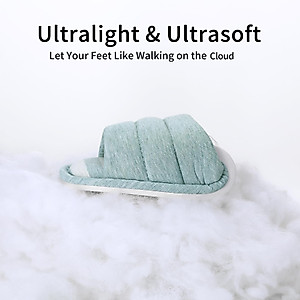 shevalues Women's Soft Indoor Slippers Open Toe Cotton Memory Foam Slip on Home Shoes House Slippers, Teal 260 (Size 7.5-8.5)