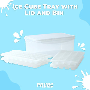 Prime Home Direct Ice Cube Tray with Lid and Bin | 112 pcs | 4 Silicone Ice Cube Trays for Freezer | Ice Trays for Freezer | Ice Tray, Ice Molds, Ice Cube Maker, Ice Bin for Freezer & Ice Cube Molds