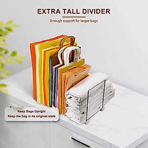 SHILFID Reusable Shopping Bag Organizer, Adjustable Extra Tall Metal Shelf Dividers for 50+Tote, Cloth,Gift,Grocery,Paper Bag Holder and Lunch Bags in Pantries, Cabinets or Closets