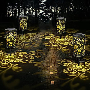 Taomika 2 Pack Solar Lanterns Garden Hanging Solar Lantern Outdoor Waterproof, Solar Lantern Metal LED Decorative for Patio Yard, Pathway, Fence, Walkway, Decorative Lamp