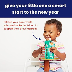 Cerebelly Baby Food Pouches - Organic Veggie Purees Variety Pack (4 oz, Pack of 8) Toddler Snacks - 16 Brain-supporting Nutrients - Healthy Snacks, Gluten-Free, BPA-Free, Non-GMO
