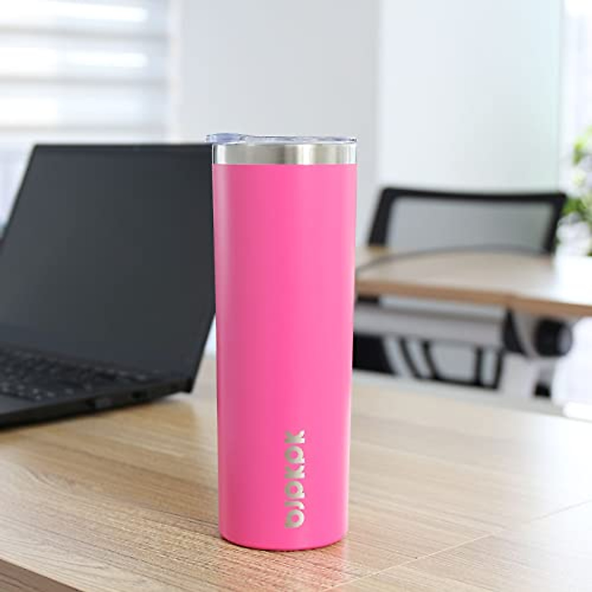 BJPKPK 20 oz Skinny Tumbler with Lid Slim Insulated Travel Coffee Cup Stainless Steel Thermal Mug,Pink