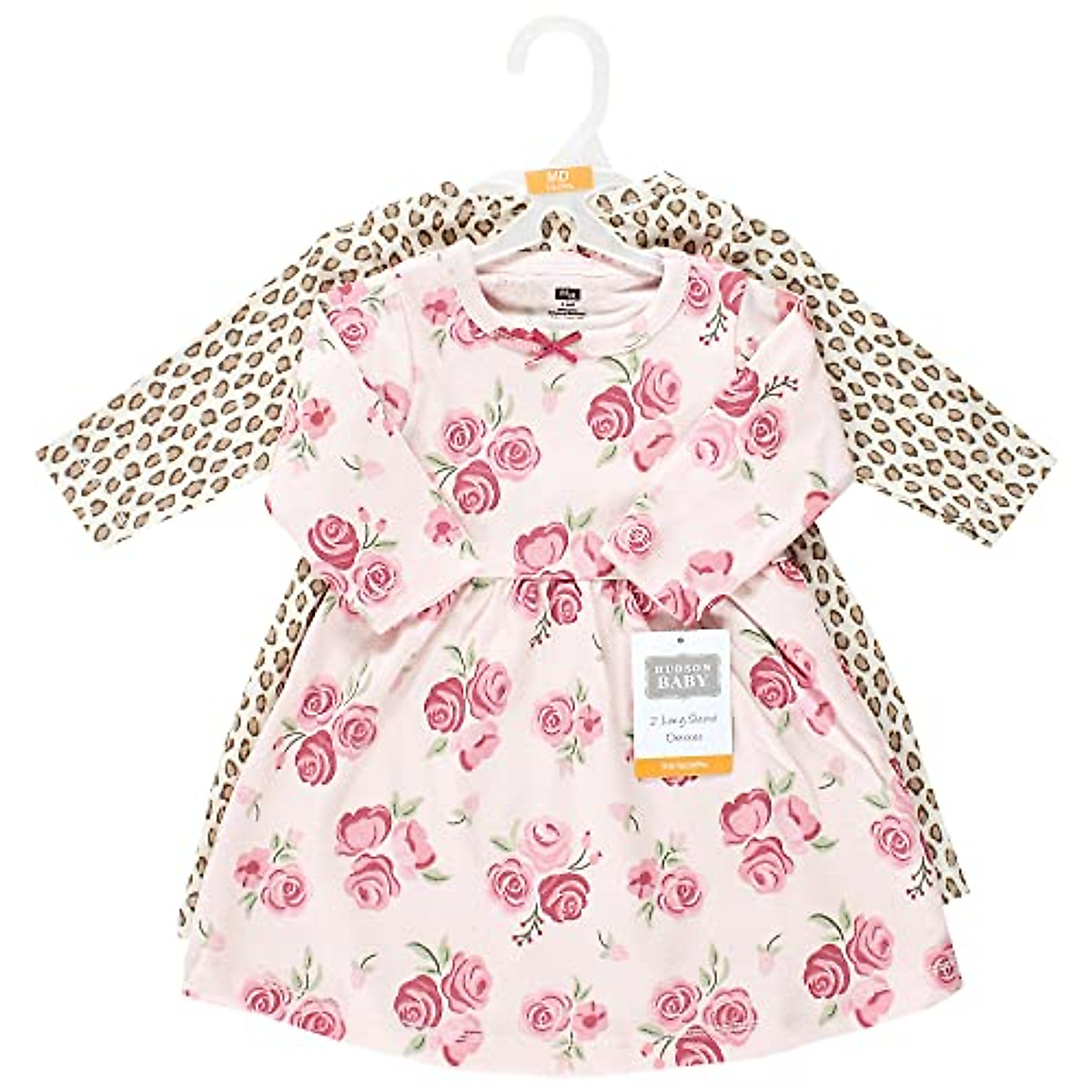 Hudson Baby Infant and Toddler Girl Cotton Dresses, Blush Rose Leopard, 18-24 Months