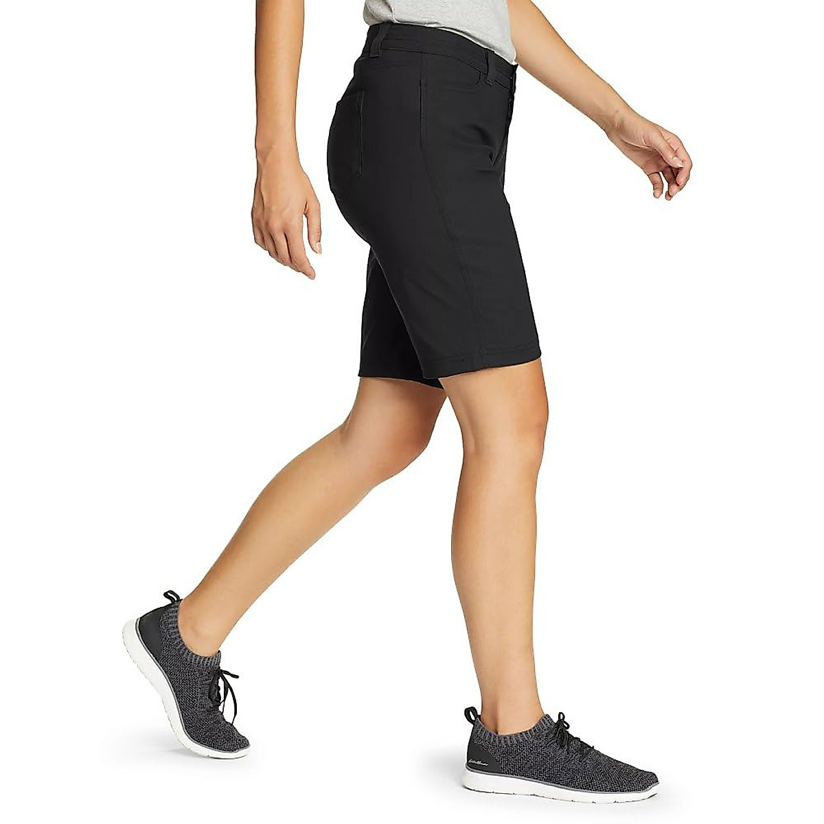 Eddie Bauer Women's Rainier 5-Pocket Bermuda Shorts, Black, 8, Hiking Shorts