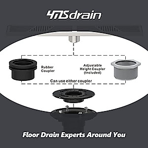 YMSdrain 2 Inch Drain Base Rubber Seal/Rubber Gasket Compatible for No Hub Linear Drains (Black)