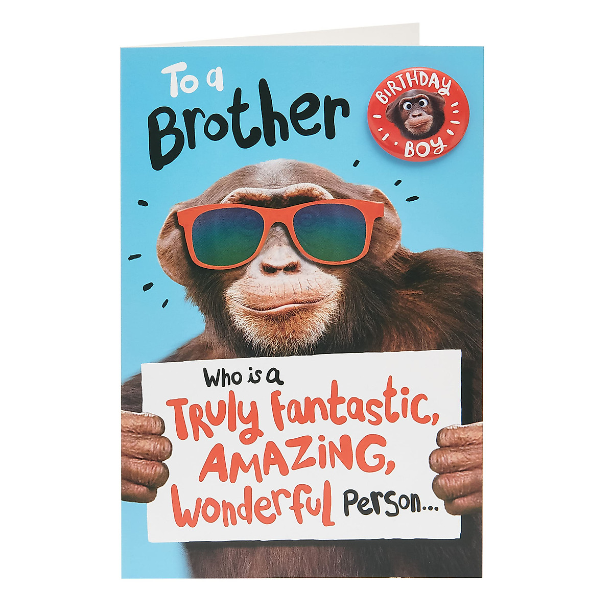 UK Greetings Birthday Card for Brother - Monkey Design, 137mm x 210mm