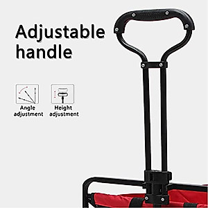 Collapsible Folding Wagon, Collapsible Utility Wagon, Outdoor Folding Cart Heavy Duty with All Terrain Wheels, Garden Cart with Safety Buckle and Side