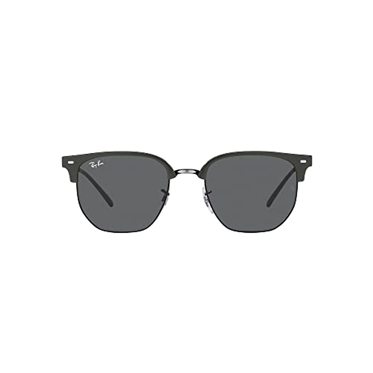 Ray-Ban RB4416 New Clubmaster Square Sunglasses, Green on Black/Dark Grey, 53 mm