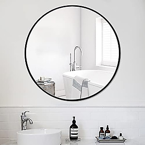 PexFix Circle Mirror 36”x 36” Aluminum Alloy Frame Modern Large Round Mirror Bathroom Vanity Mirror Wall Mounted Mirror Accent Mirror Black