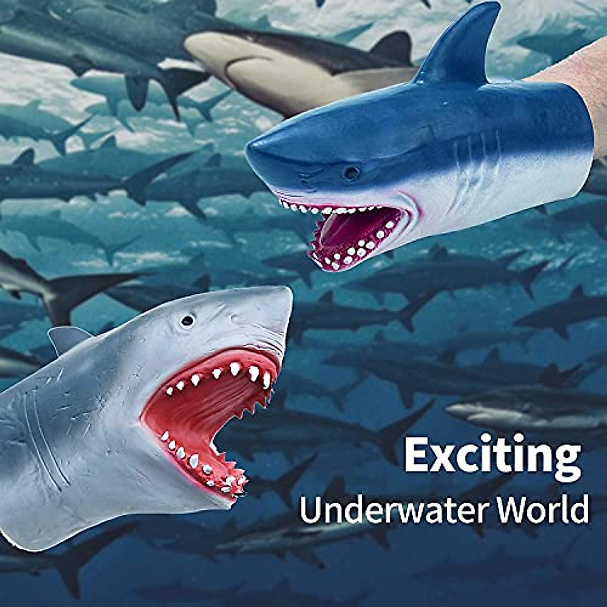 Yolococa Hand Puppet Toys Realistic Latex Animal Shark Instagram Children Toys (Shark)