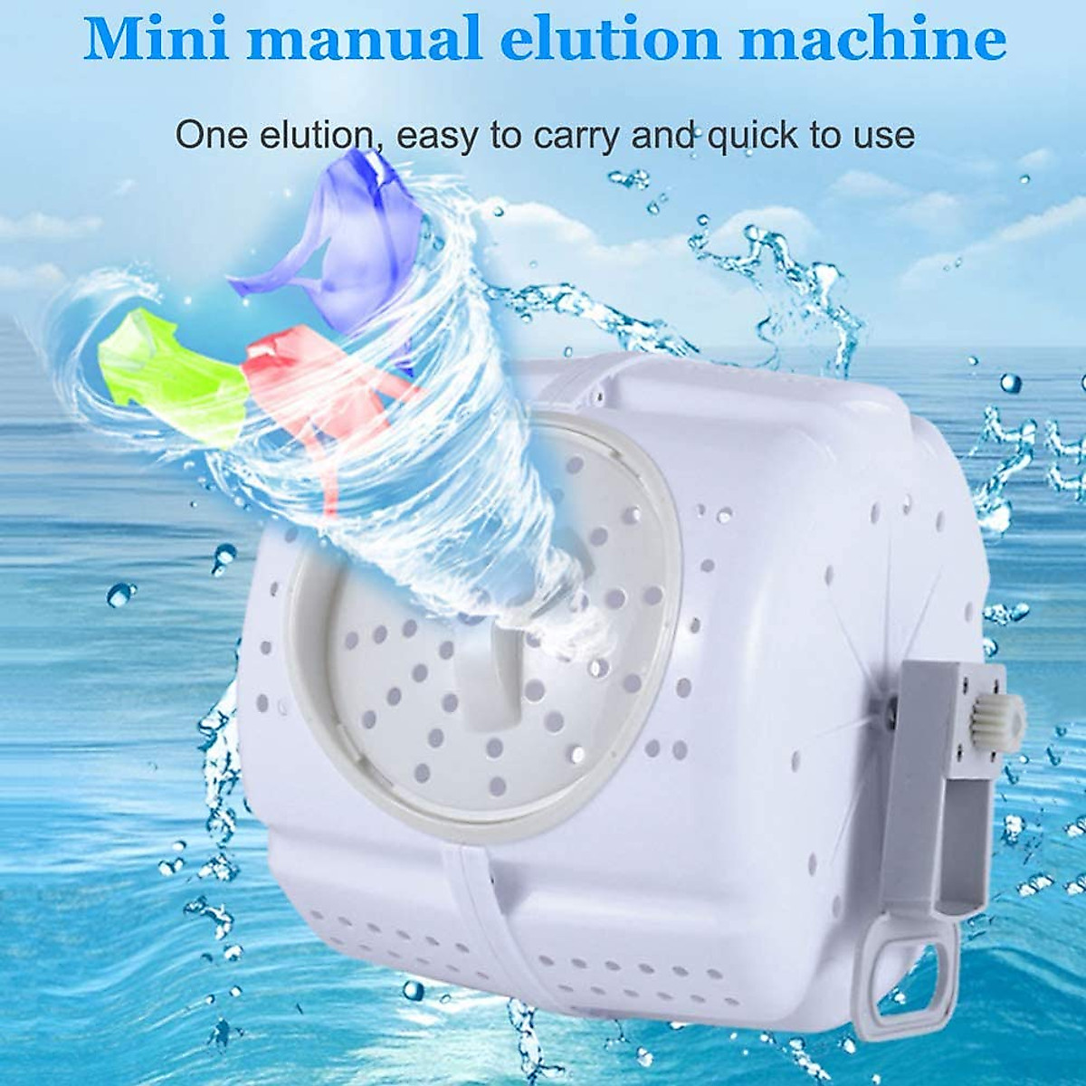 LAOLI Manual Portable Turbo Washing Machine Spin Dryer, Hand Cranked Turbine Washer Non-Electric Travel Laundry Washer Spin Dryer Combo for Camping Apartments Dorms RV Business Trip (White)