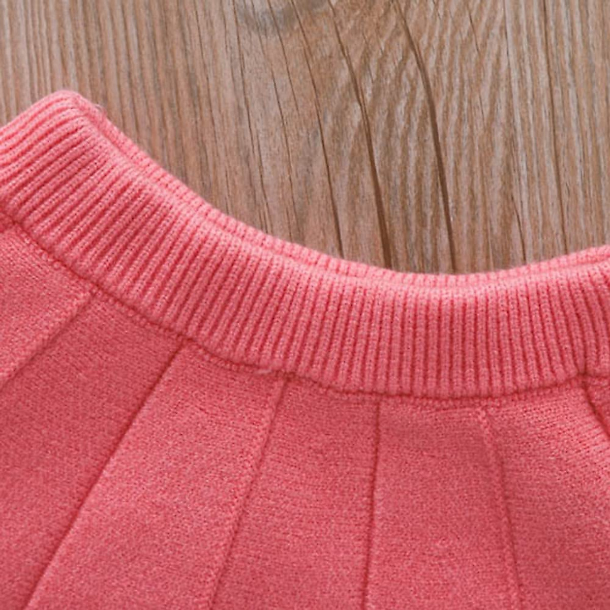 2pcs Toddler Kids Baby Girl Clothes Set Tweed Plaid Long Sleeve Button Top Coat Pleated Mini Tutu Skirts Winter Autumn Outfits Little Girls Sweater Sets Suéter de Niña Pequeña Pink Heart 18-24Months