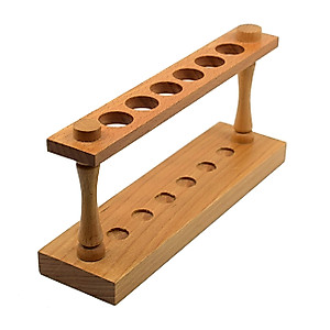 EISCO Wooden Test Tube Rack - Accommodates 6 Tubes, up to 22mm - 9.75" Wide - Premium Polished Wood Construction