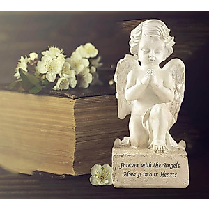 Artisan Flair Praying Angel Figurines,Resin White Cherubs Statues,Home Garden Memorial Angel Sculpture-6.5 Inch