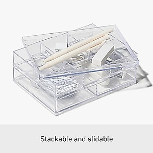 Like-It | MX-T11 | System Tray | Stackable Organizer | Drawer Organizer | A6 | 6 Divide |4.53" × 6.06" × 1.18" | Clear |