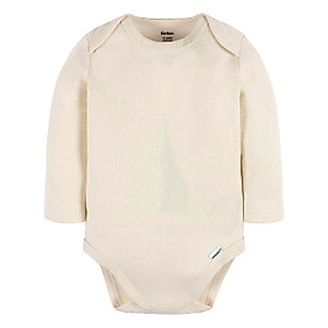 Gerber Unisex Baby Long Sleeve Solid Onesies Multi-Pack Interlock 180 GSM, Natural