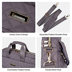 Bonioka Laptop Bag Computer Laptop Case for Women, 15.6 Inch Briefcase Shoulder Bag Water Resistant for Work School Travel Purple