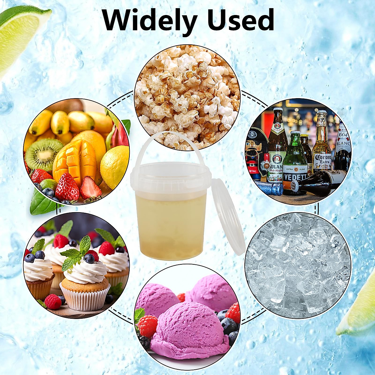 Xowine 20 Pcs 27 Oz Clear Ice Cream Bucket with Lid and Handle, Plastic Ice Cream Tub with Lid