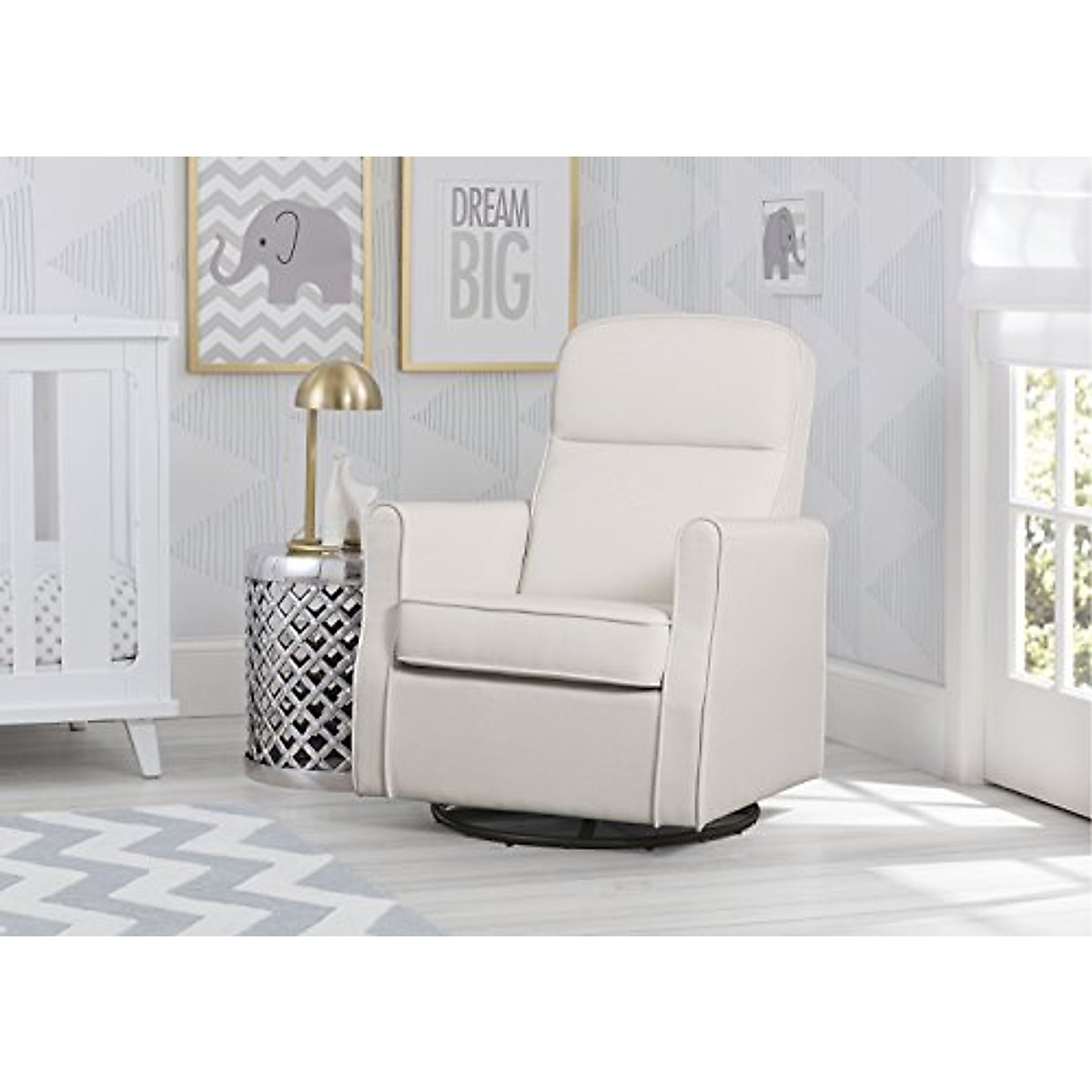 Delta Children Blair Slim Nursery Glider Swivel Rocker Chair, Cream