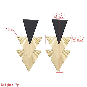 TIANBANGSHI Triangle Statement Drop Dangle Earrings Gold Thin Wire Irregular Geometric Earrings square Earrings For Women Fashion Jewelry Gifts (Gold-1)