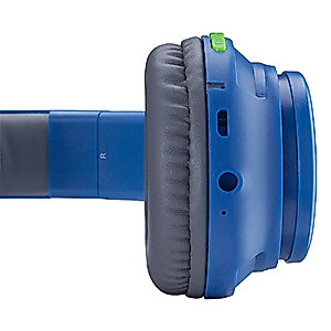 eKids Wireless Bluetooth Kids Headphones with Microphone, Portable Volume Reduced to Protect Hearing Rechargeable Battery, Adjustable Kids Headband for School Home or Travel Blue﻿