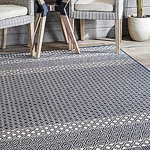 nuLOOM Frontier Striped Lattice Indoor/Outdoor Area Rug, 8' x 10', Blue