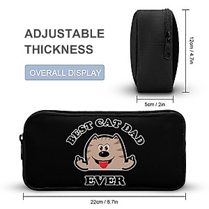 Best Cat Dad Ever Pencil Case Stationery Pen Pouch Portable Makeup Storage Bag Organizer Gift