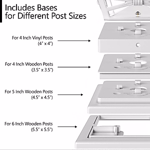 Davinci Lighting Renaissance Solar Outdoor Post Cap Lights - Includes Bases for 4x4 5x5 6x6 Posts - Bright LED Light - Pearl White (8 Pack)