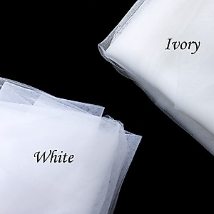 Bmirth 1 Layer Bridal Wedding Veil Cathedral Long Length Lace Bride Tulle Hair Accessories With Comb for women Floral 118" Veil Headpeice (White)