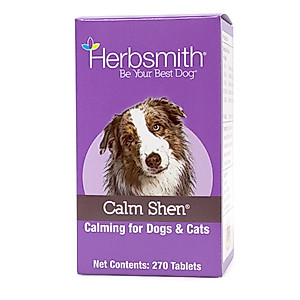Herbsmith Calm Shen – Herbal Blend for Dogs & Cats – Natural Anxiety Remedy for Dogs & Cats – Feline and Canine Calming Supplement – 270 Tablets