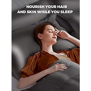 Mulberry Silk Pillowcase for Hair and Skin, SGMSILK 22 Momme Natural Silk Pillow Cases with Zipper, 6A Soft and Smooth Single Sided Pure Silk Pillow Cover (Dark Gray, Queen 20"x30")