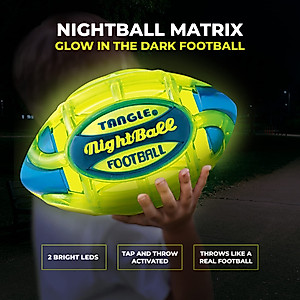 Tangle NightBall Glow in the Dark Light Up LED Football, Green with Blue