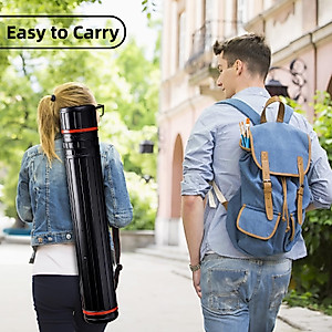 Eorbow 2 Pack Extendable Poster Tube, Round Black Telescoping Art Drafting Tube, Expand from 30.3" to 52", Plastic Blueprint Document Storage Holder Cases with Strap for Carrying Artworks Scrolls