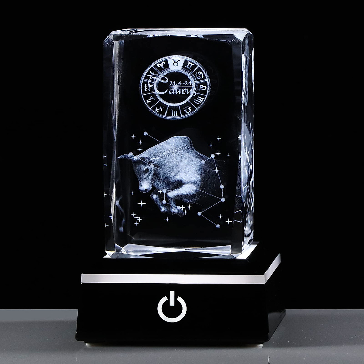 3D Crystals Taurus Zodiac Astrology Gifts For Women Men,Taurus Glass Figurine Decor Constellation Stuff April May Birthday Gifts For Girlfriend Woman Aunt Wife Keepsake Sign Symbolic Energy: Possess