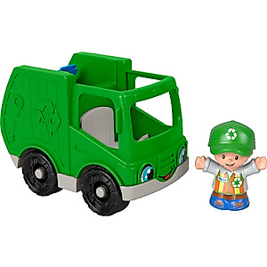 Fisher-Price Little People Recycle Truck, push-along vehicle with figure and play accessory for toddlers and preschool kids ages 1-5 years