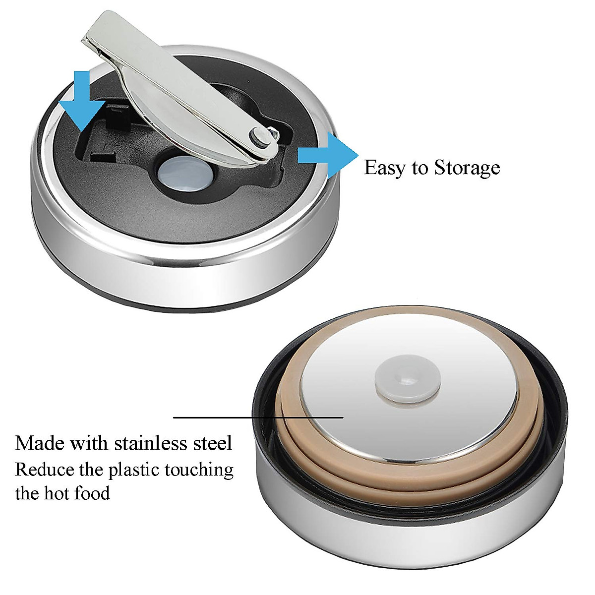 Alxeme Insulated Lunch Container, 27oz Vacuum Insulated Food Jar for Kids Adult, Stainless Steel Wide Mouth Soup Thermo for Cold Hot Food, Leak Proof Bento Box with Spoon Flexible Handle - RoseGold