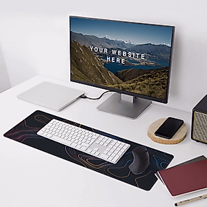 Topographic Contour Map XL Mouse Pad 31.5 x 11.8 Inch Gaming Mousepad Extended Large Mousepad with Nonslip Rubber Base Stitched Edges Laptop Desk Pad Home Office Supplies