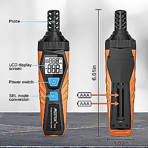 MESTEK Temperature Humidity Meter, Digital Thermometer Hygrometer with Ambient, Dew Point, Wet Bulb for Indoor Outdoor, High Precision Dual Display Psychrometer with LCD Backlight, TH10