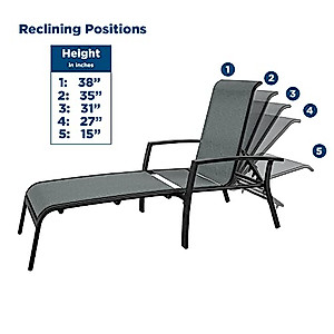 Cosco Outdoor Adjustable Aluminum Chaise Lounge Patio Furniture Set, 2-Pack, Black and Blue