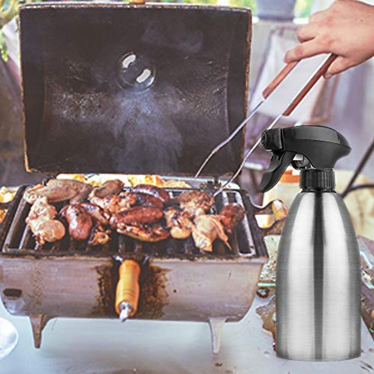 Accmor Olive Oil Sprayer, Vinegar Sprayer Dispenser, Safety Exquisitely Stainless Steel Container Seasoning Kitchenware Tools for BBQ, Cooking, Frying and Grilling (17oz (500ML))